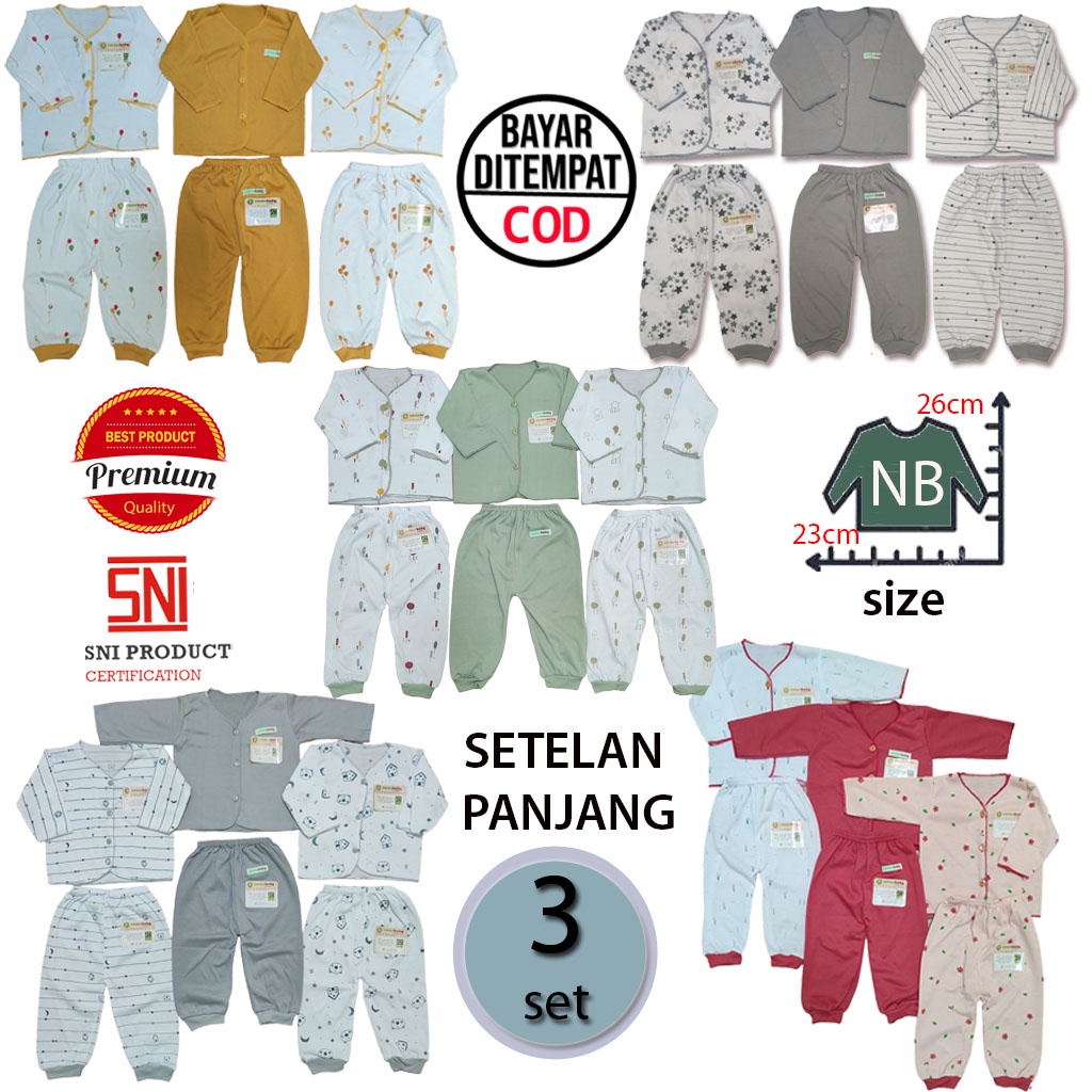 Jual 6 pcs Baju Bayi Celana Bayi 3 Setelan Baju Lengan Panjang Celana ...