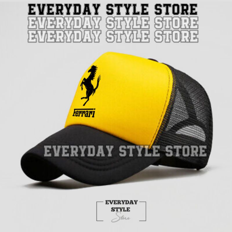 Jual Topi Ferrari F1 Trucker Jaring Black Yellow | Shopee Indonesia
