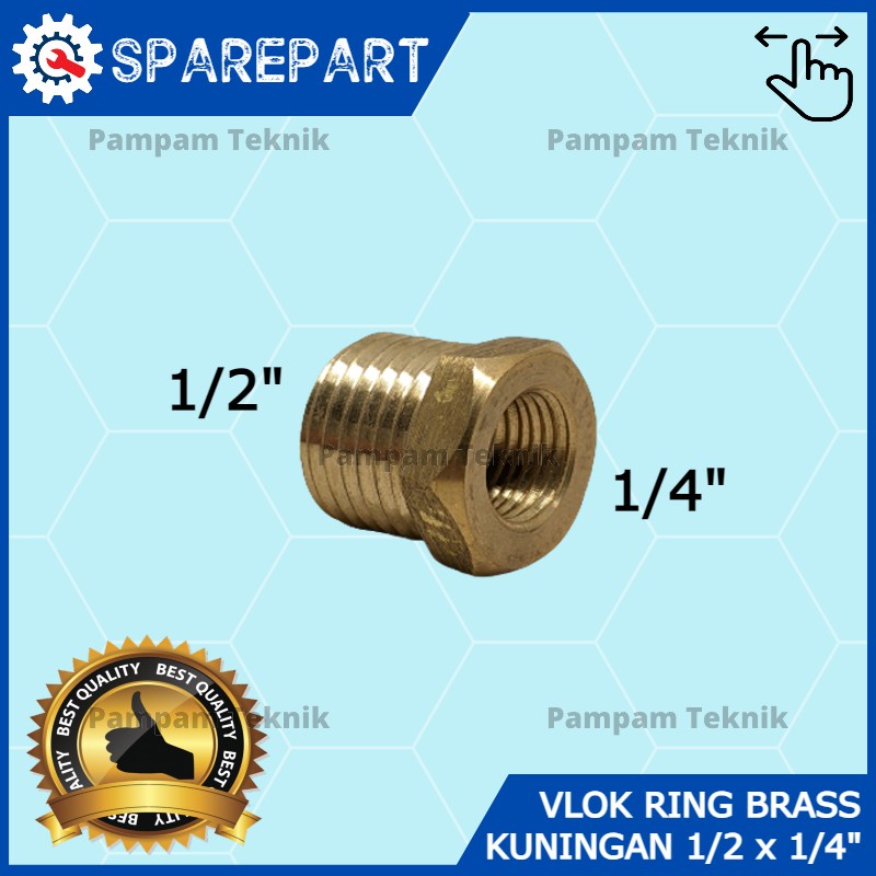 Jual BUSHING / VLOK RING DRAT 1/4 x 1/2 Inch VOLK RING KUNINGAN 1/4" x ...