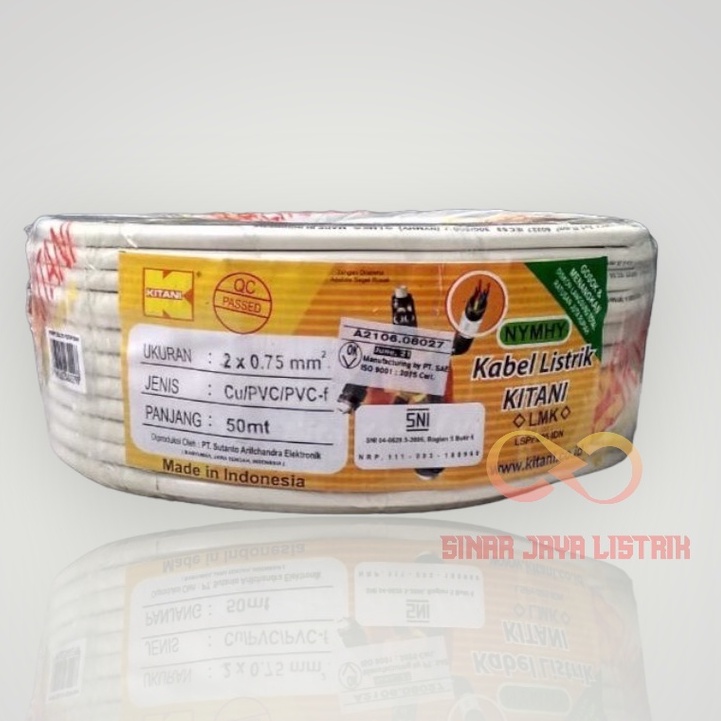 Jual Kitani kabel serabut 2X0,75mm 50m NYMHY SNI per roll 50 meter | Shopee Indonesia