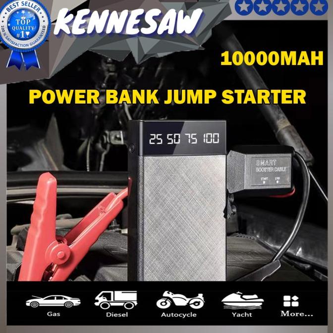 Jual jumper aki mobil portable car jump starter plus powerbank 10000mah ...
