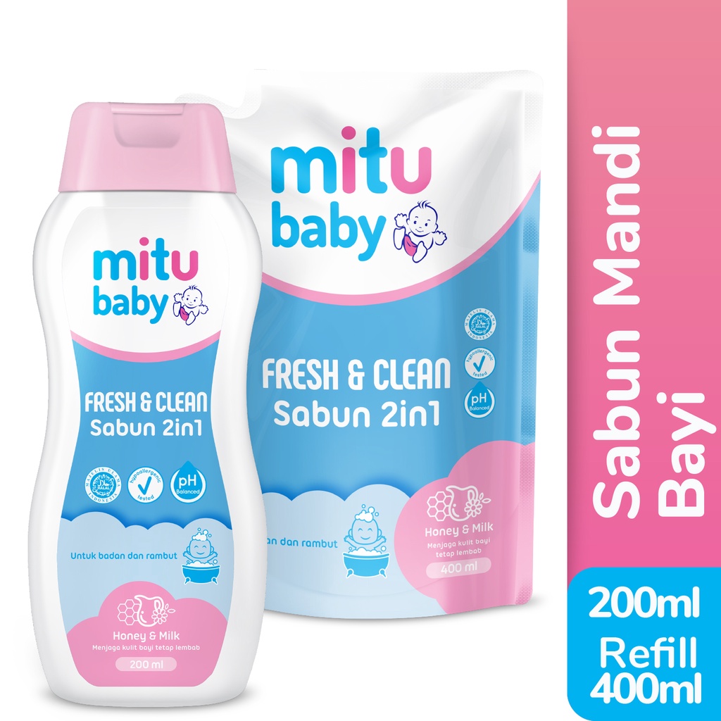 Jual Mitu Baby Liquid Soap 2in1 Bottle 200ml & Pouch 400ml - Sabun ...