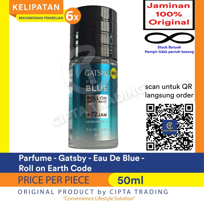 Jual Deodorant Gatsby Eau De Blue Deodorant Roll on Earth Code 50ml | Shopee Indonesia