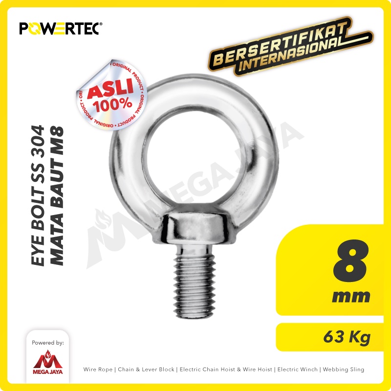 Jual POWERTEC Eye Bolt / Mata Baut SS 304 M8 | Shopee Indonesia