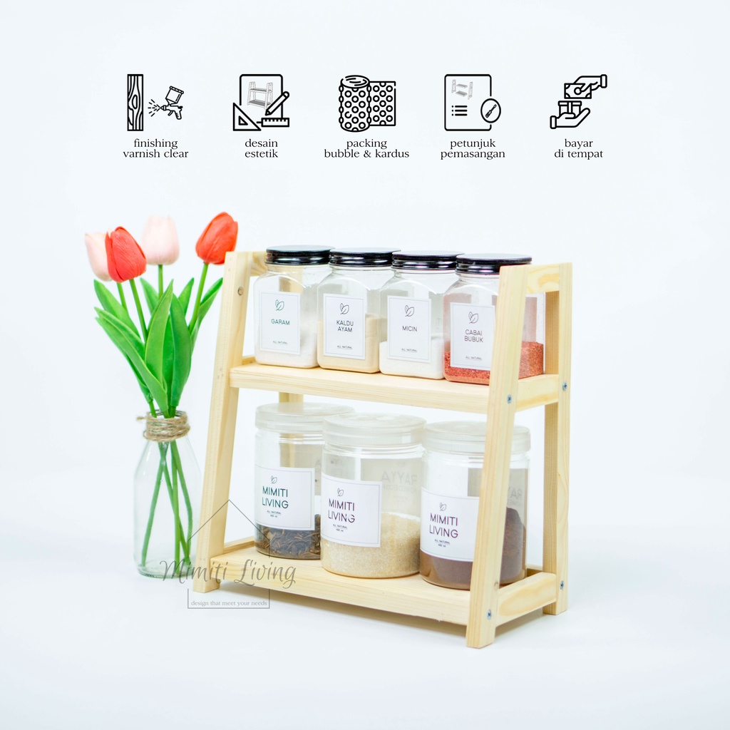 Jual Rak Bumbu Dapur Kayu / Rak Dapur Estetik / Rak Serbaguna | Shopee ...