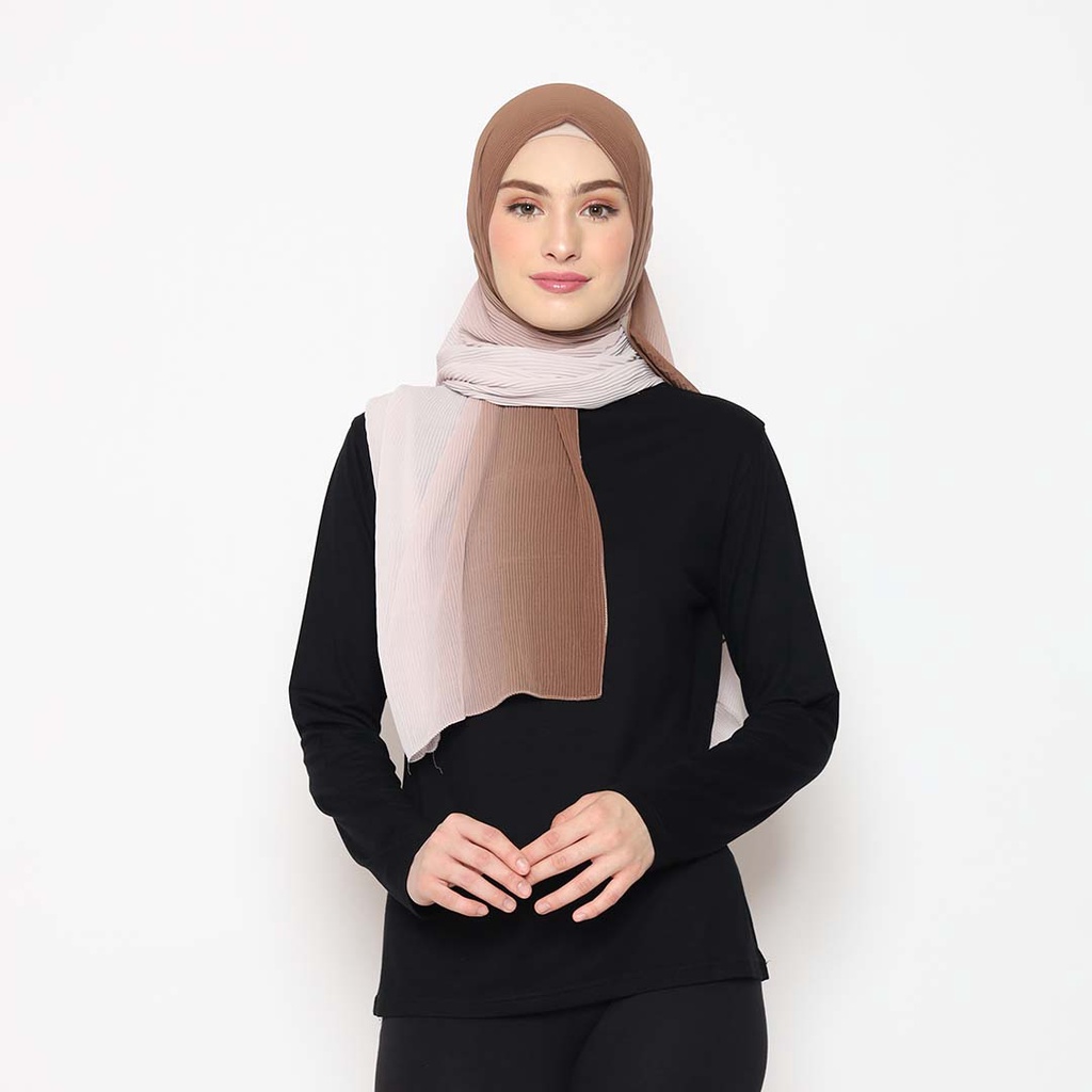 Jual KEIZHA & SOLEHA BA Pashmina Pleated Ombre White Chocolate - Hijab ...