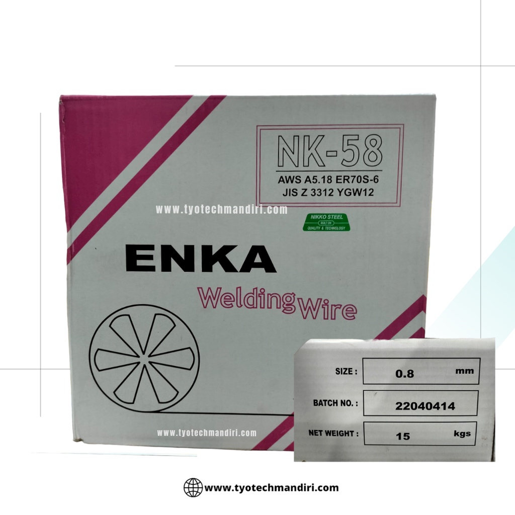 Jual KAWAT LAS CO2 0.8MM 15KG MIG WIRE ENKA NK58 ER70S6 Size : 0.8mm | Shopee Indonesia