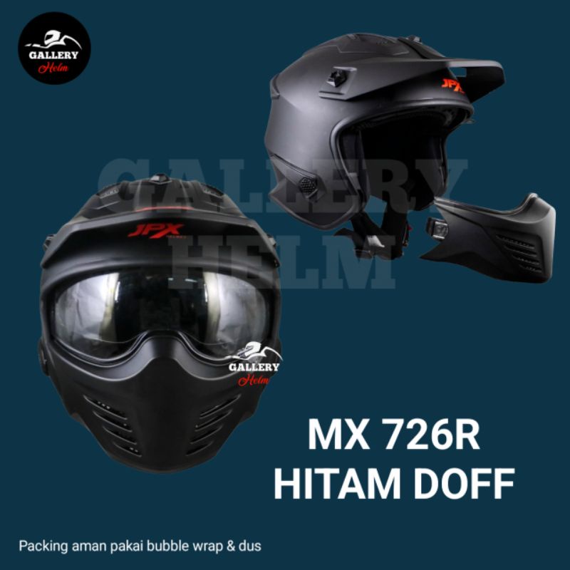 Jual Helm JPX Full Face MX-726R - Black Doff | Helm JPX power ranger ...