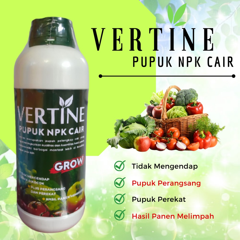 Jual Pupuk NPK Cair Padi VERTI GROW Zpt (GA3) Perekat, Pupuk VERTI GROW Untuk Pertumbuhan ...