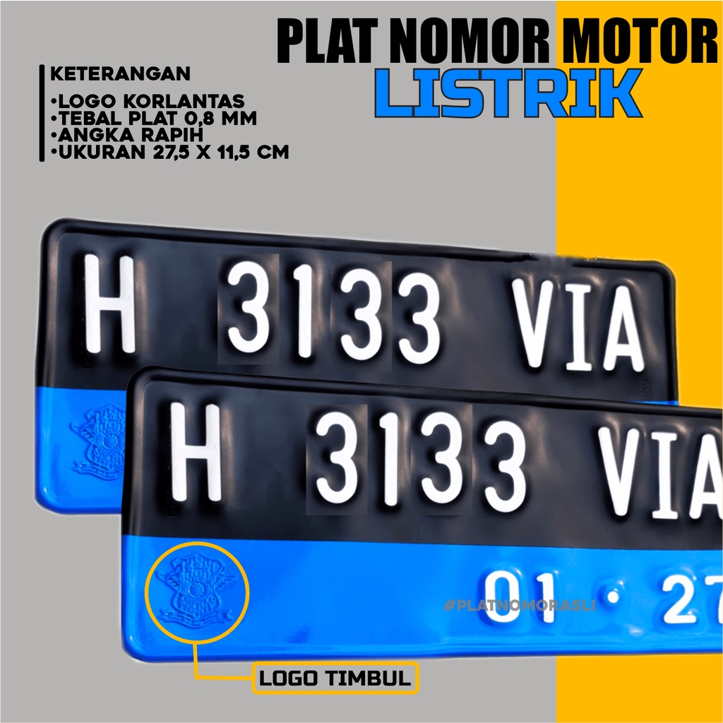 Jual Plat nomor murah plat nomor motor listrik warna hitam dan biru ...