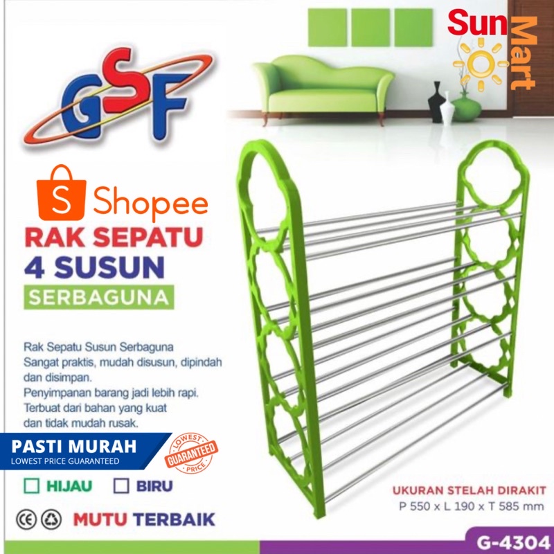 Jual Rak Sepatu Sandal Sendal Susun 4 Tingkat Empat Bahan Plastik dan ...