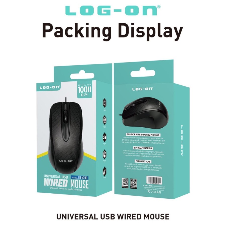 Jual LOG ON MOUSE WIRED USB LO-M200/OPTICAL MOUSE KABEL 1000DPI ...