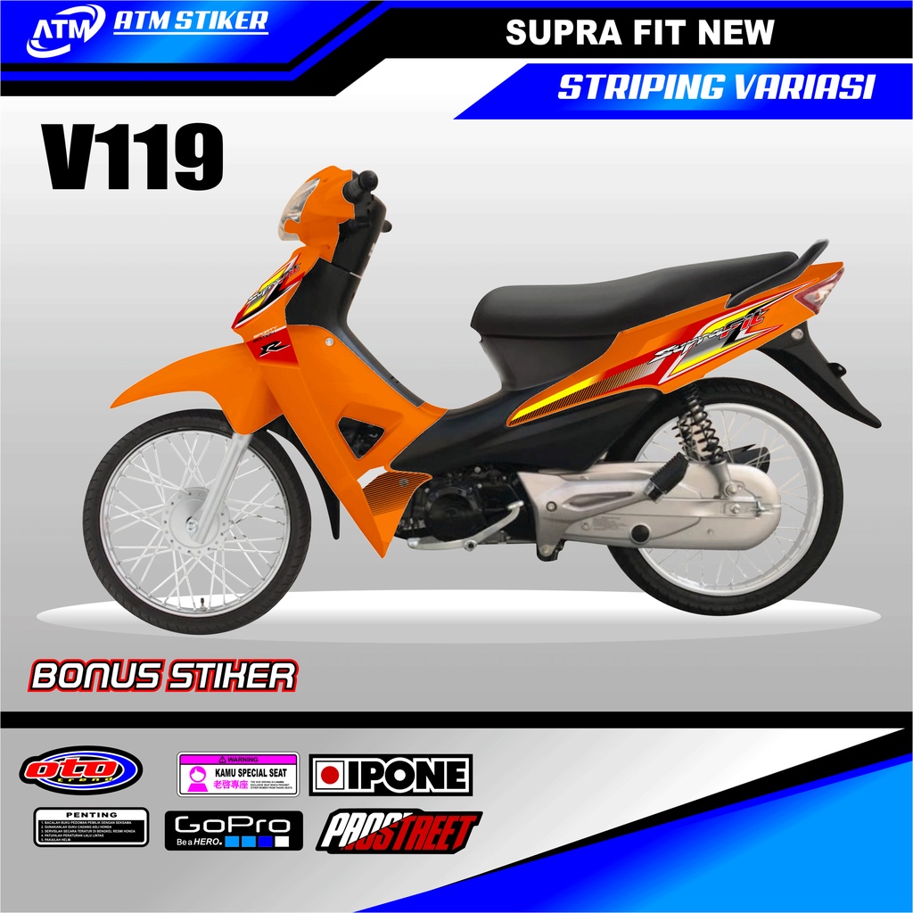 Jual Stiker striping variasi honda supra fit new orange pos | Shopee ...