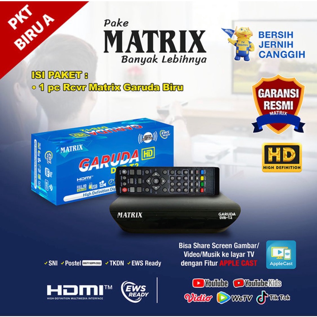 Jual Set Top Box TV MATRIX APPLE MERAH / SILVER STB DIGITAL YOUTUBE SET ...
