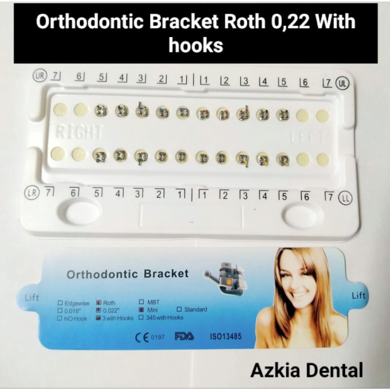 Jual BRACKET METAL ORTHODENTIC MINI ROTH 022 WITH HOOK ON 3 | Shopee ...