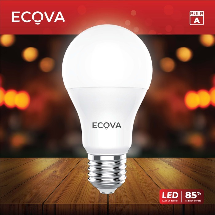 Jual ECOVA Lampu LED Bohlam Bulb Tipe A 9W E27 220V Putih / Kuning - Putih 6500K | Shopee Indonesia