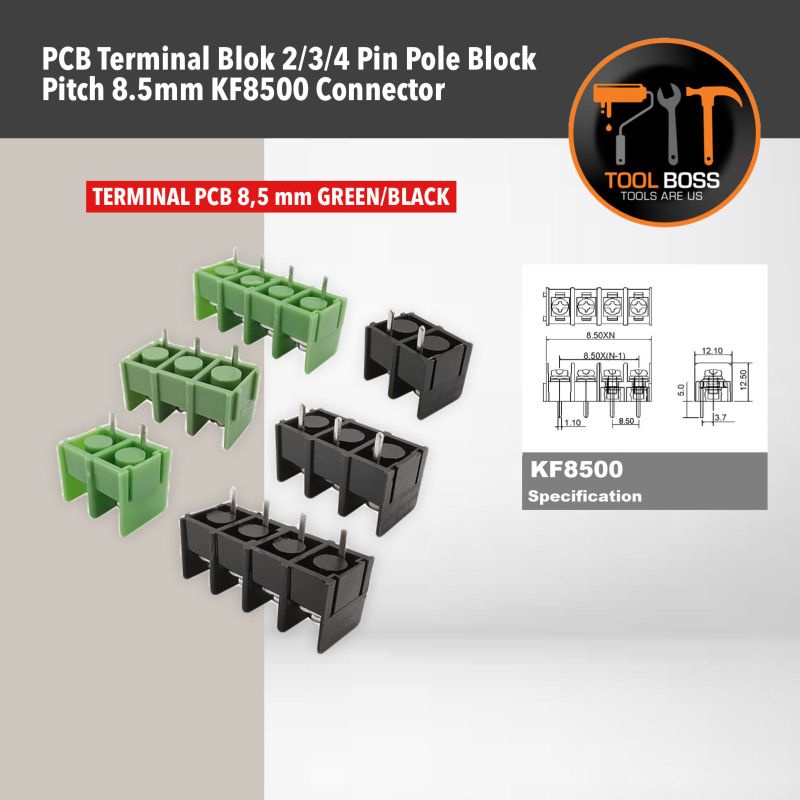 Jual PCB TERMINAL BLOK 2/3/4 PIN POLE BLOCK PITCH 8,5 MM KF8500 ...