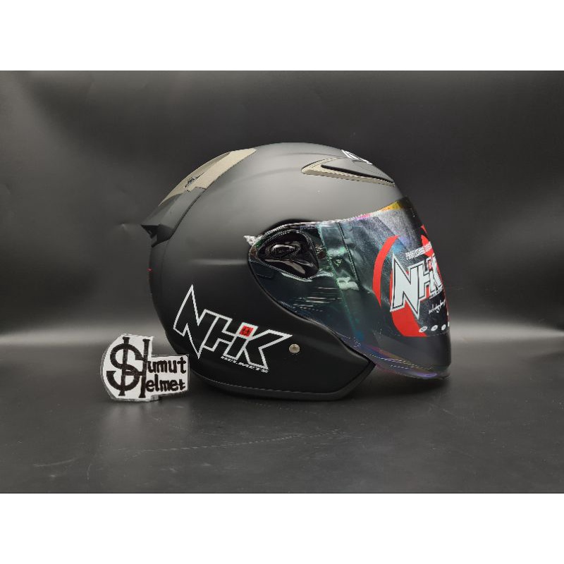 Jual HELM HALFFACE NHK R6 SOLID WARNA BLACK DOFF (VISOR RAINBOW ...
