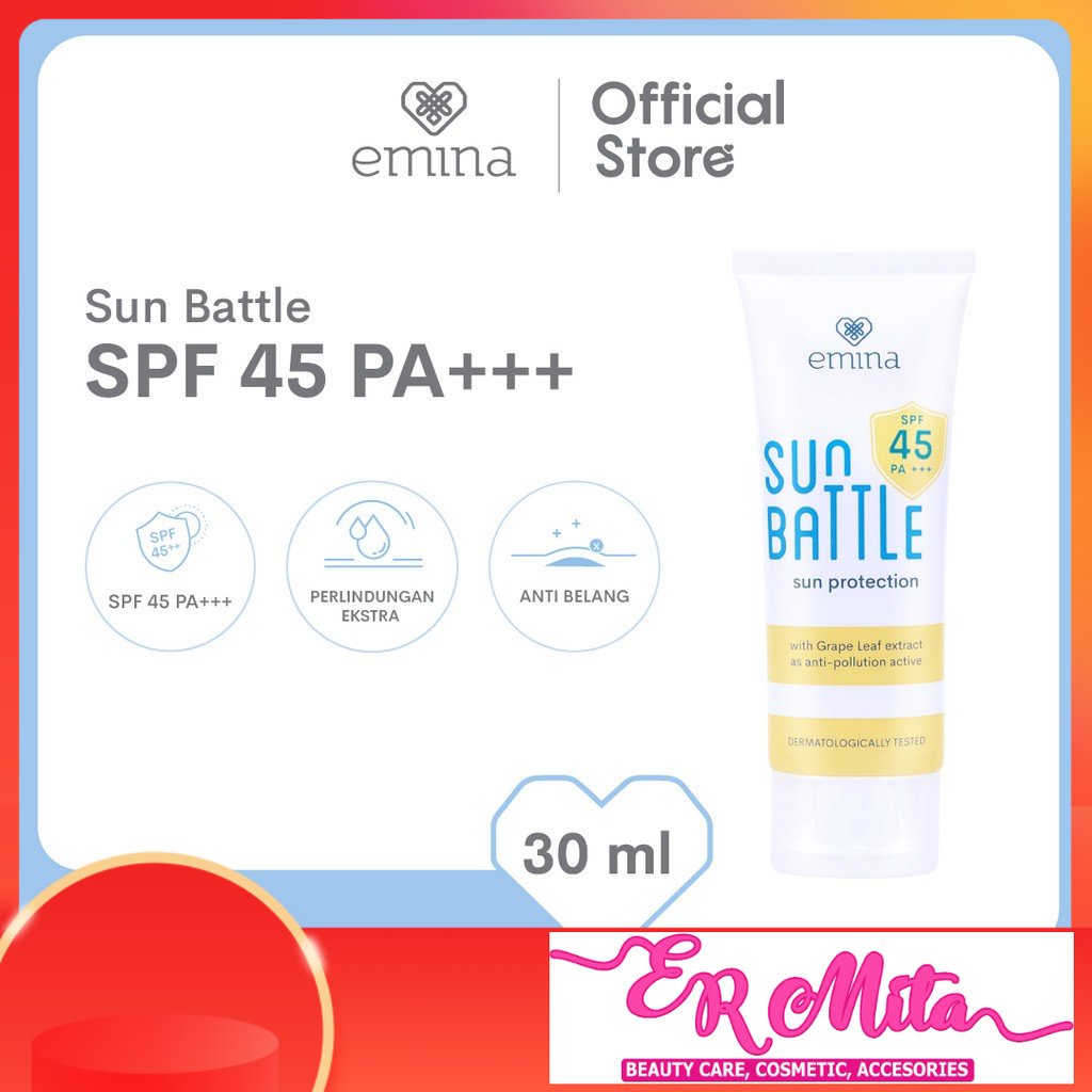 Jual Emina Sun Battle SPF 45 PA+++ 30 mL - Skincare Sunblock Pelindung dari Sinar Matahari + UV ...
