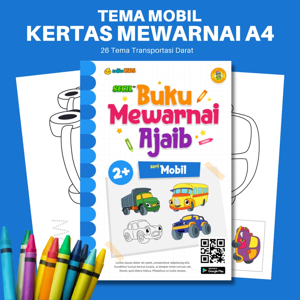 Jual Kertas Gambar Mewarnai A4 - Coloring Page Tema Mobil (Min Order ...