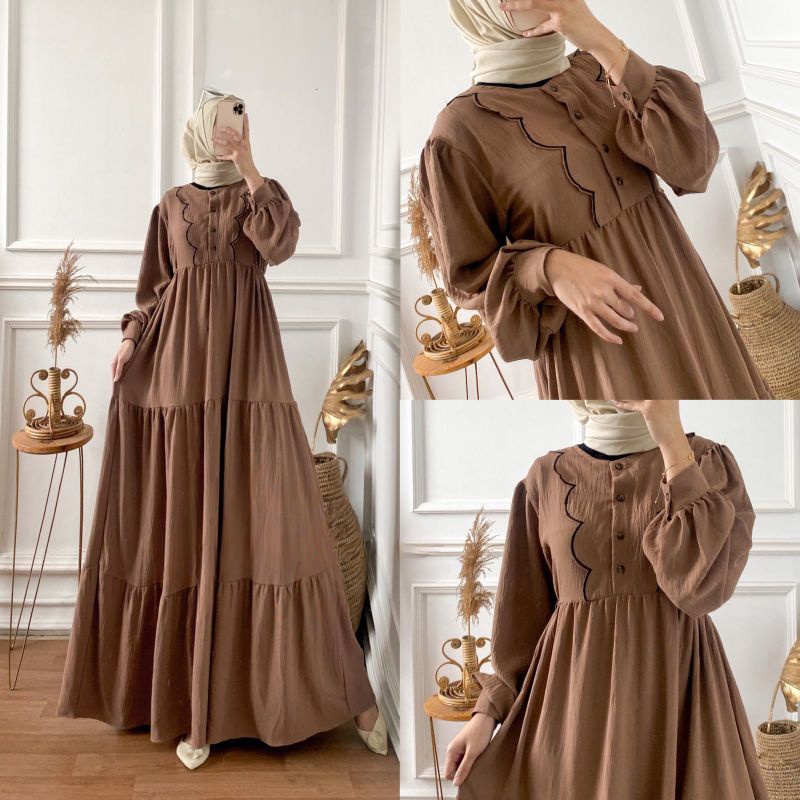 Jual Baju Gamis wanita modern Andini dress Terbaru 2025 Model simple ...