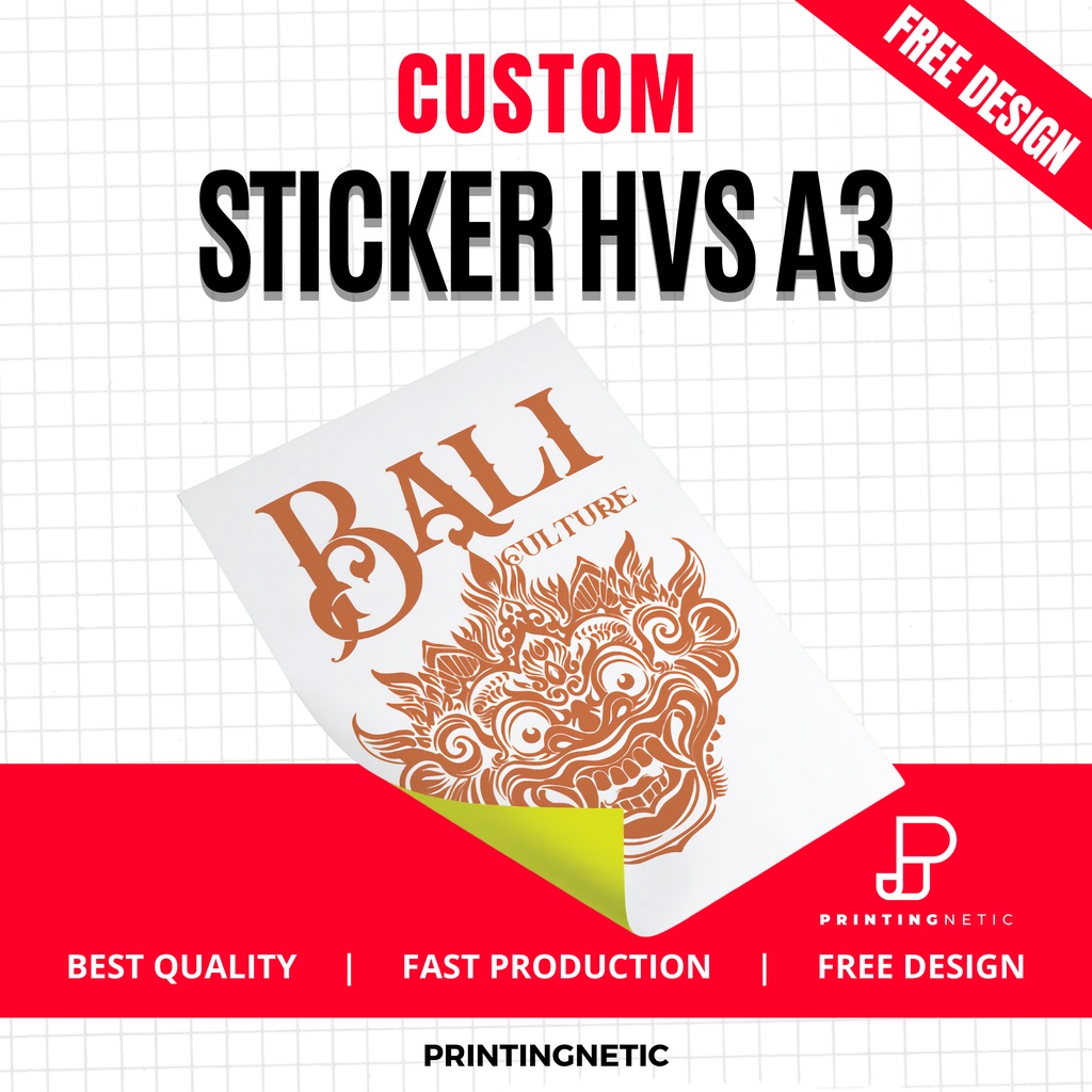 Jual (FREE DESIGN) Custom Sticker Hvs A3 Full Colour Ukuran 31,5 x 46 ...