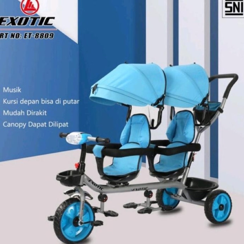 Jual SEPEDA RODA TIGA STROLLER EXOTIC MUSIK KURSI KEMBAR BISA DIPUTAR ...