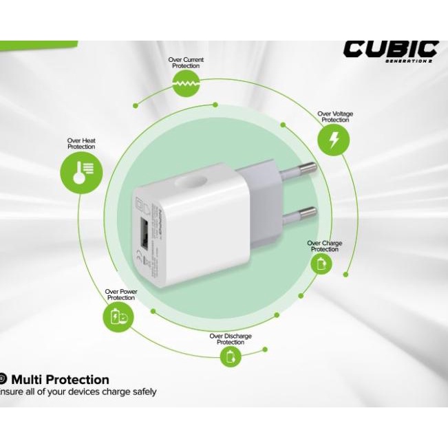 Jual Hippo Cubic Gen 2 Adaptor Charger 2.4A 1 Port Smart Detect Charging - Putih, Adaptor Only ...
