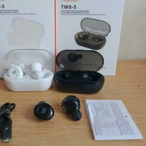 Jual Headset Bluetooth 5.0 JBL TWS5 Stereo Earphone Bluetooth TWS 5 - Hitam | Shopee Indonesia