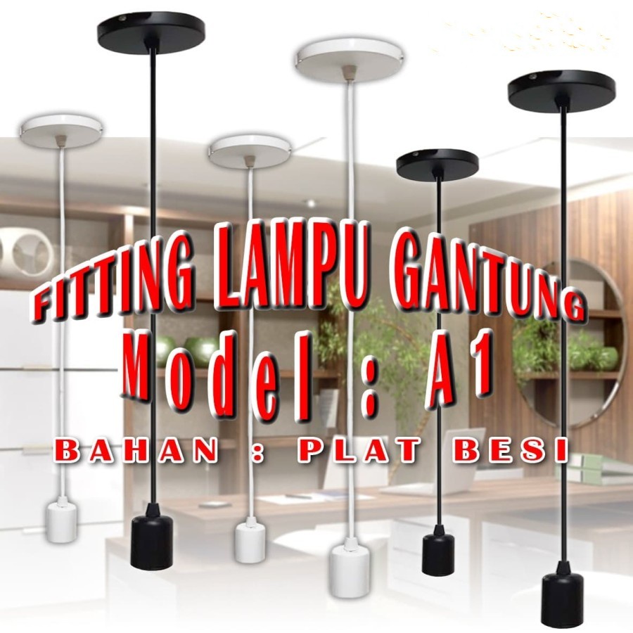 Jual Fitting Lampu Gantung E27 Model A12 Hitam putih | Shopee Indonesia