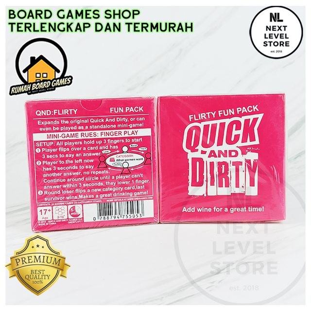 Jual Quick And Dirty Card Board Games Party Drinking Logic Flirty Fun ...