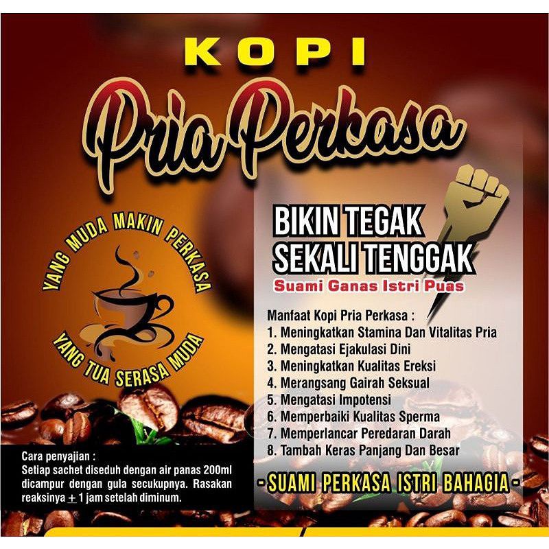 Jual Kopi Pria Perkasa Original 20 gram Suami Perkasa Istri Bahagia ...