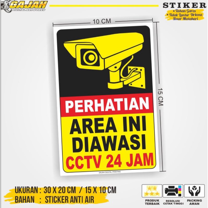 Jual Stiker Pantauan CCTV 24 Jam / Sticker CCTV 24 Jam / Stiker Label ...