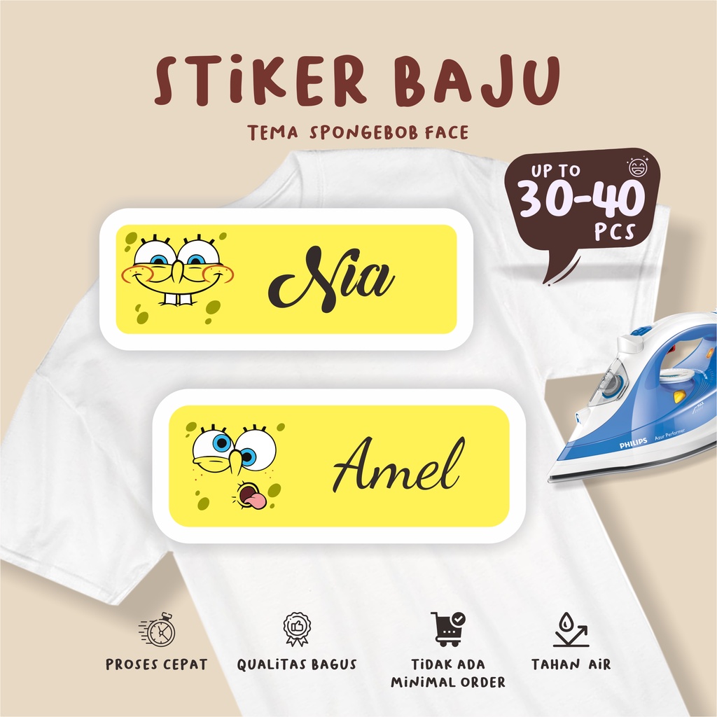 Jual (30-40pcs) cetak stiker sablon setrika murah tema SPONGEBOB FACE ...