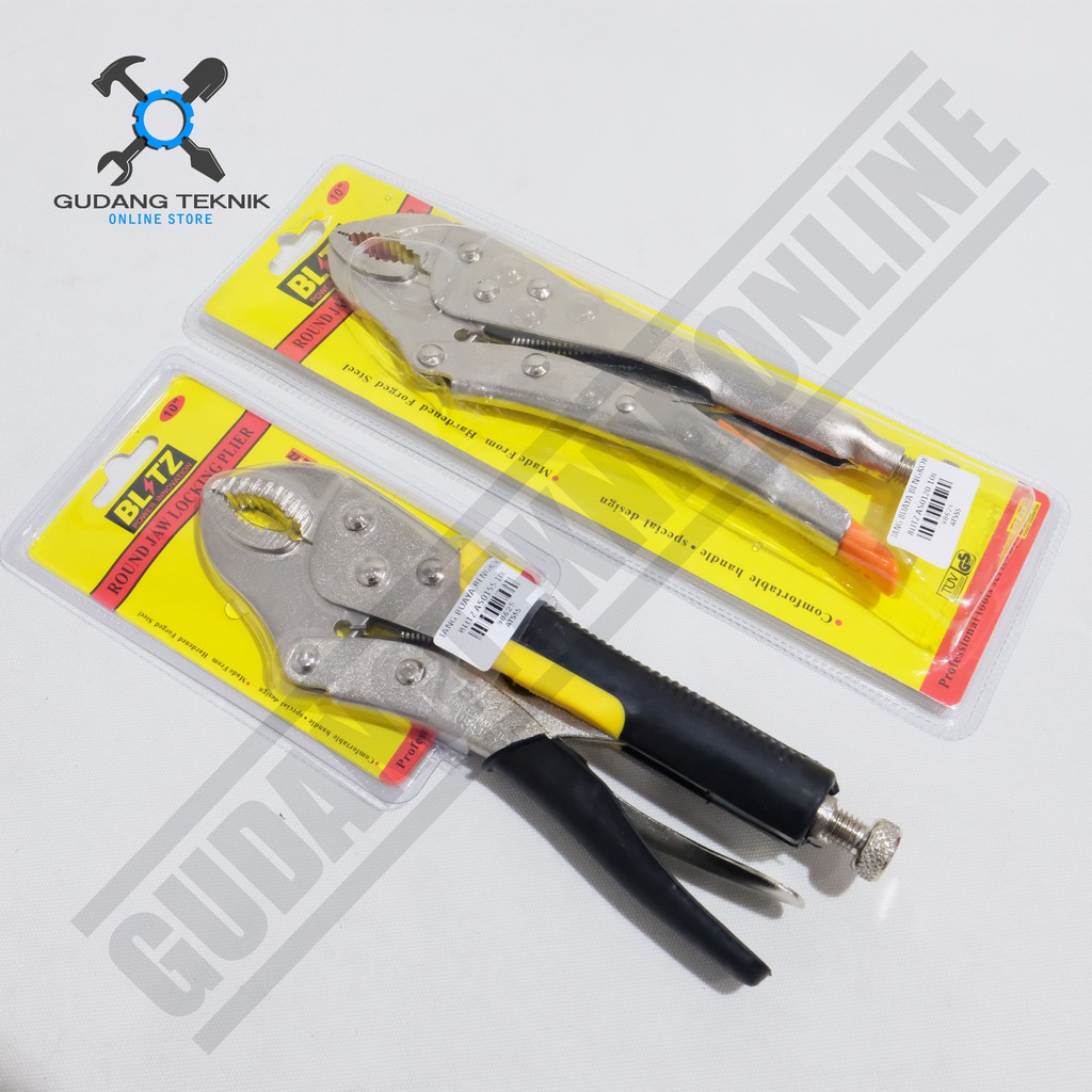 Jual Tang Buaya Tangan Gagang Karet 10" BLITZ / Round Jaw Locking Plier ...