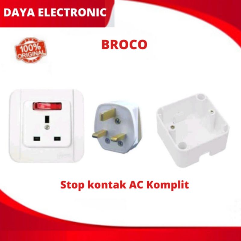 Jual BROCO 1 SET KOMPLIT STOP KONTAK STEKER AC | Shopee Indonesia