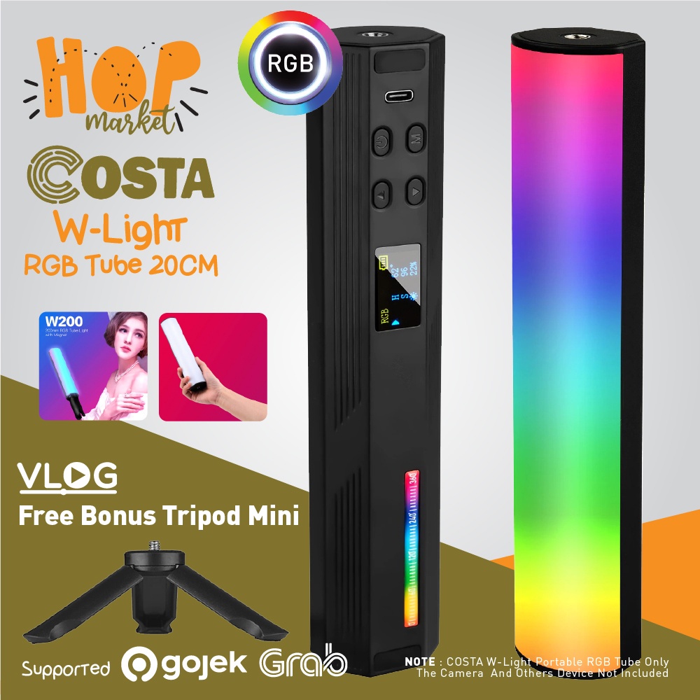 Jual COSTA W-Light Magnetic RGB LED Light Tube 20cm Lampu Vlog Video ...