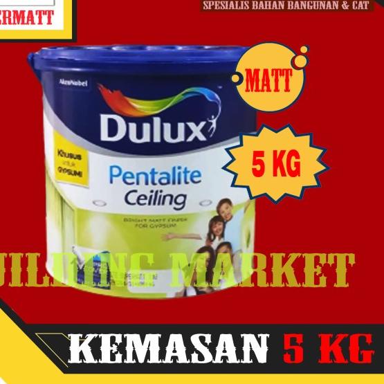 Jual CAT PLAFON CAT GYPSUM CAT DULUX PENTALITE CEILING MATT WHITE 5 KG ...