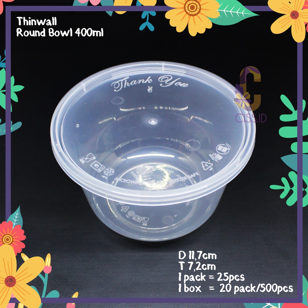 Jual KOTAK MAKAN PLASTIK THINWALL BULAT 500ML ROUND BOWL 1PACK ISI 25PCS | Shopee Indonesia
