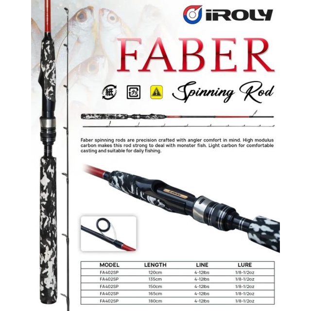 Jual Joran Pancing Iroly Faber 135,150,165,180cm Solid Carbon | Shopee ...