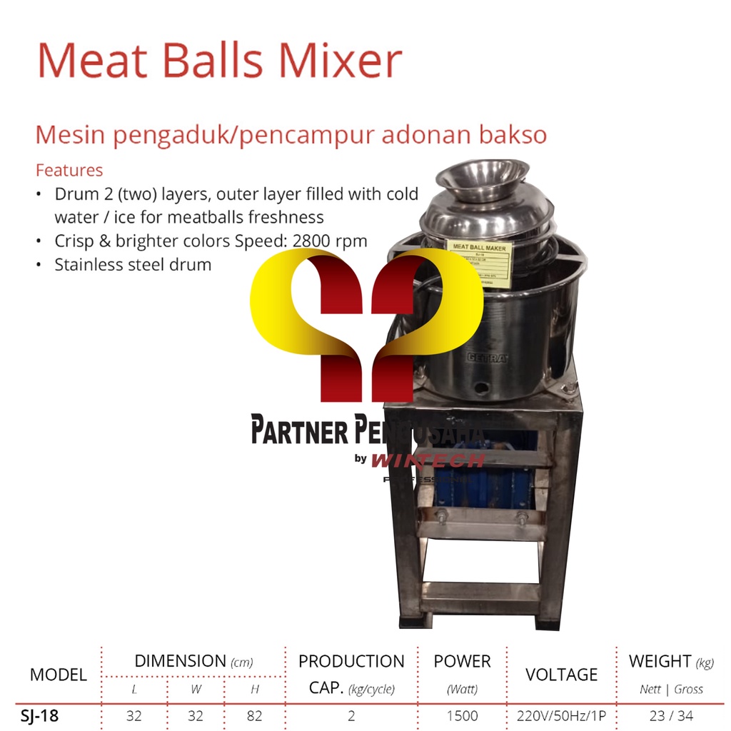 Jual GETRA SJ-18 Meat Ball Mixer Mesin Pencampur Pengaduk Pembuat ...