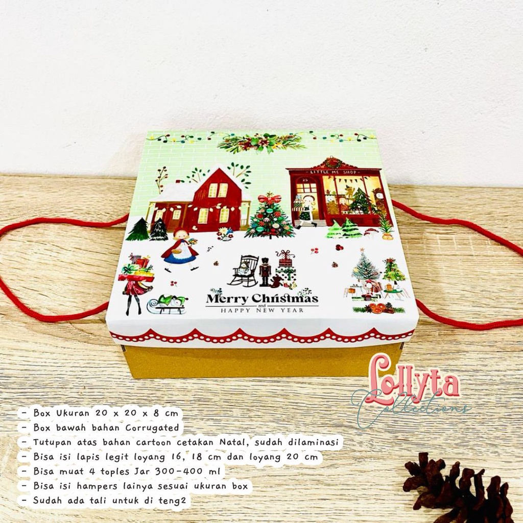Jual Box Kue uk. 20 x 20 x 8 cm Tema Natal | Shopee Indonesia
