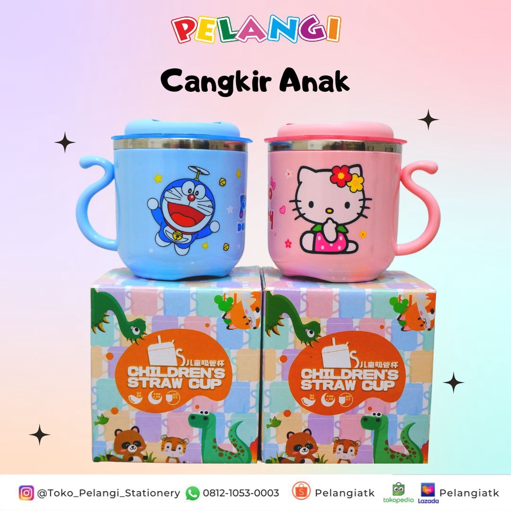Jual PELANGI | Cangkir Minum Anak Balita Karakter Doraemon Dan Hello ...