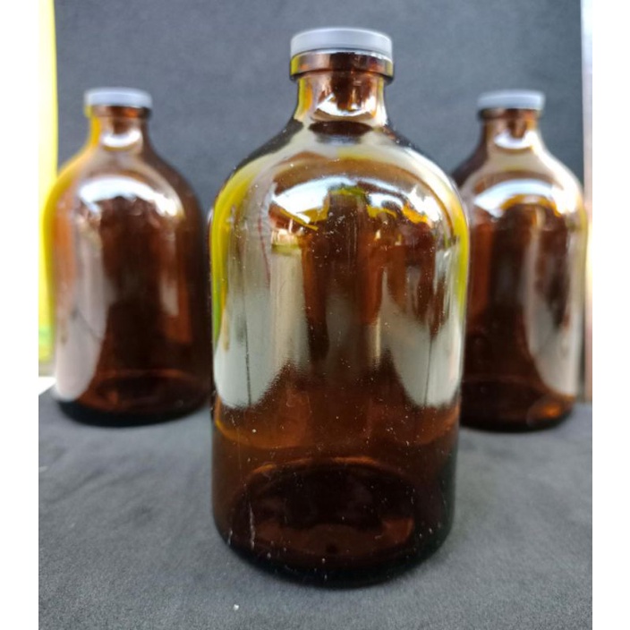 Jual BOTOL VIAL 100 ML | BOTOL COKLAT | BOTOL KACA + TUTUP KARET ...
