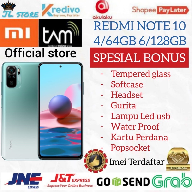 Jual XIAOMI REDMI NOTE 10 RAM 4GB 64GB & 6GB 128GB GARANSI RESMI ...