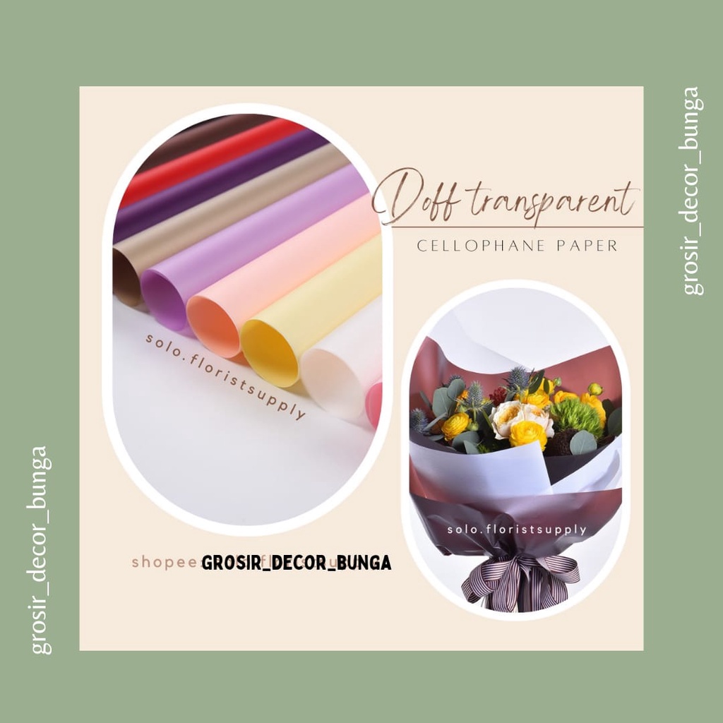 Jual [SW] DOFF TRANSPARENT CELLOPHANE FLOWER WRAPPING KERTAS MATE DOP ...
