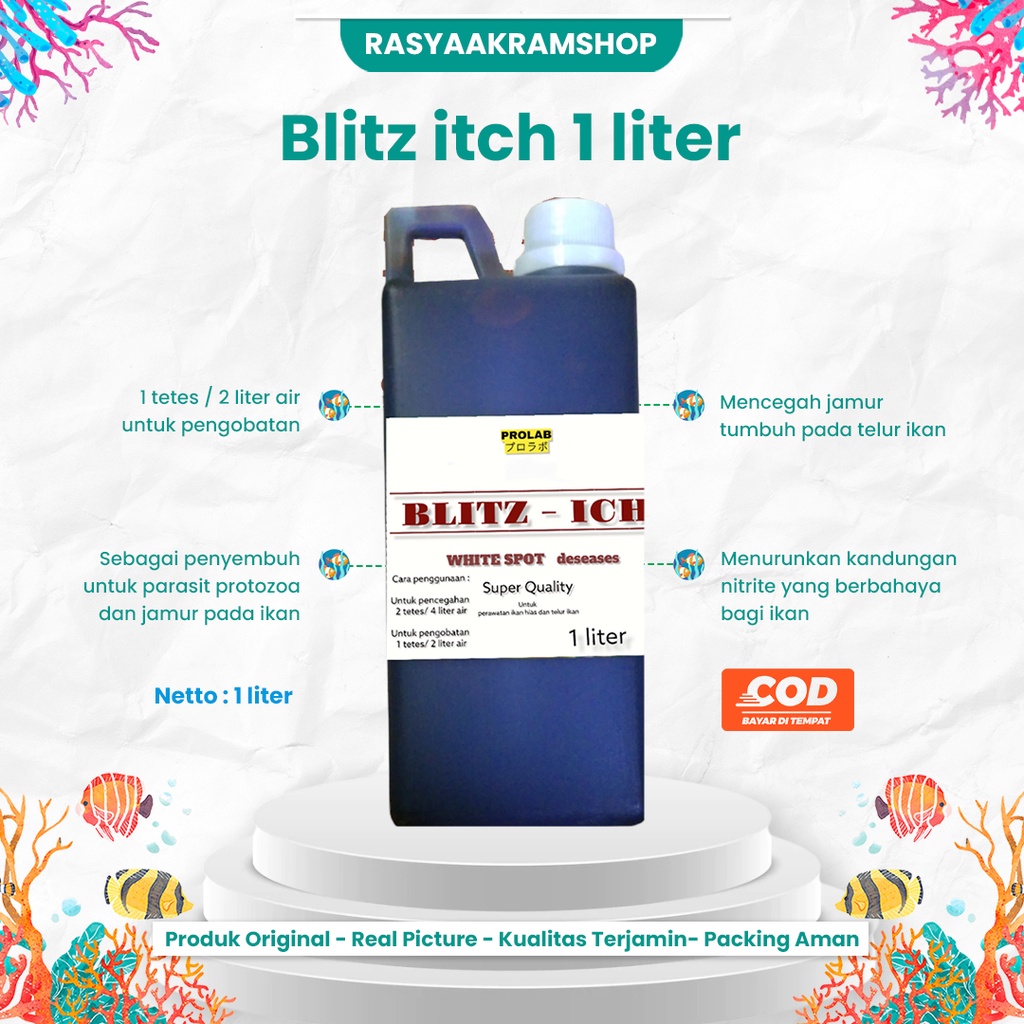 Jual Blitz Icht 1 Liter Obat Biru Ikan Hias Aquarium Aquascape Kolam ...