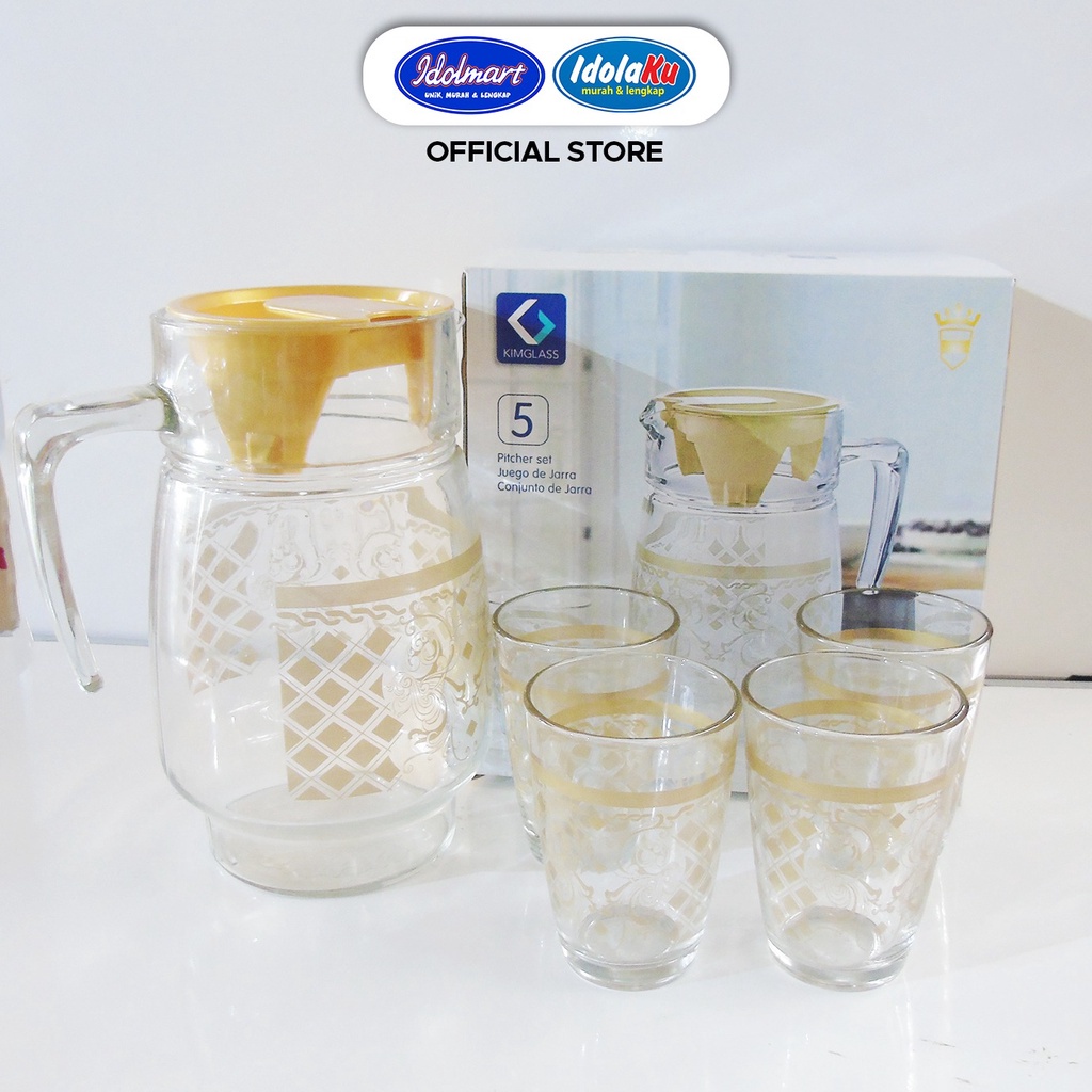 Jual IDOLAKU Teko Set Kaca Kimglass Istanbul 1 Pitcher 4 Gelas | Shopee ...