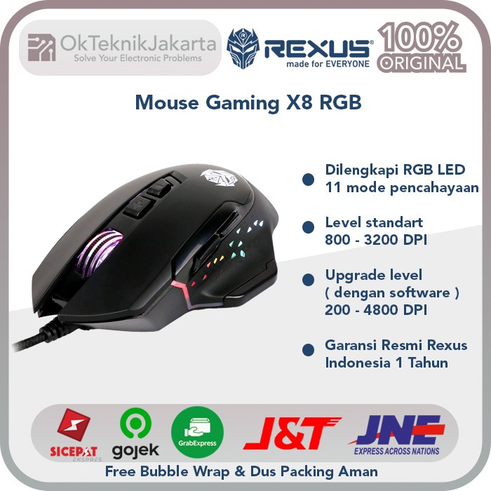 Jual Mouse Gaming Rexus X8 Xierra With Macro And Rgb Led Light - Rxm-X8 ...