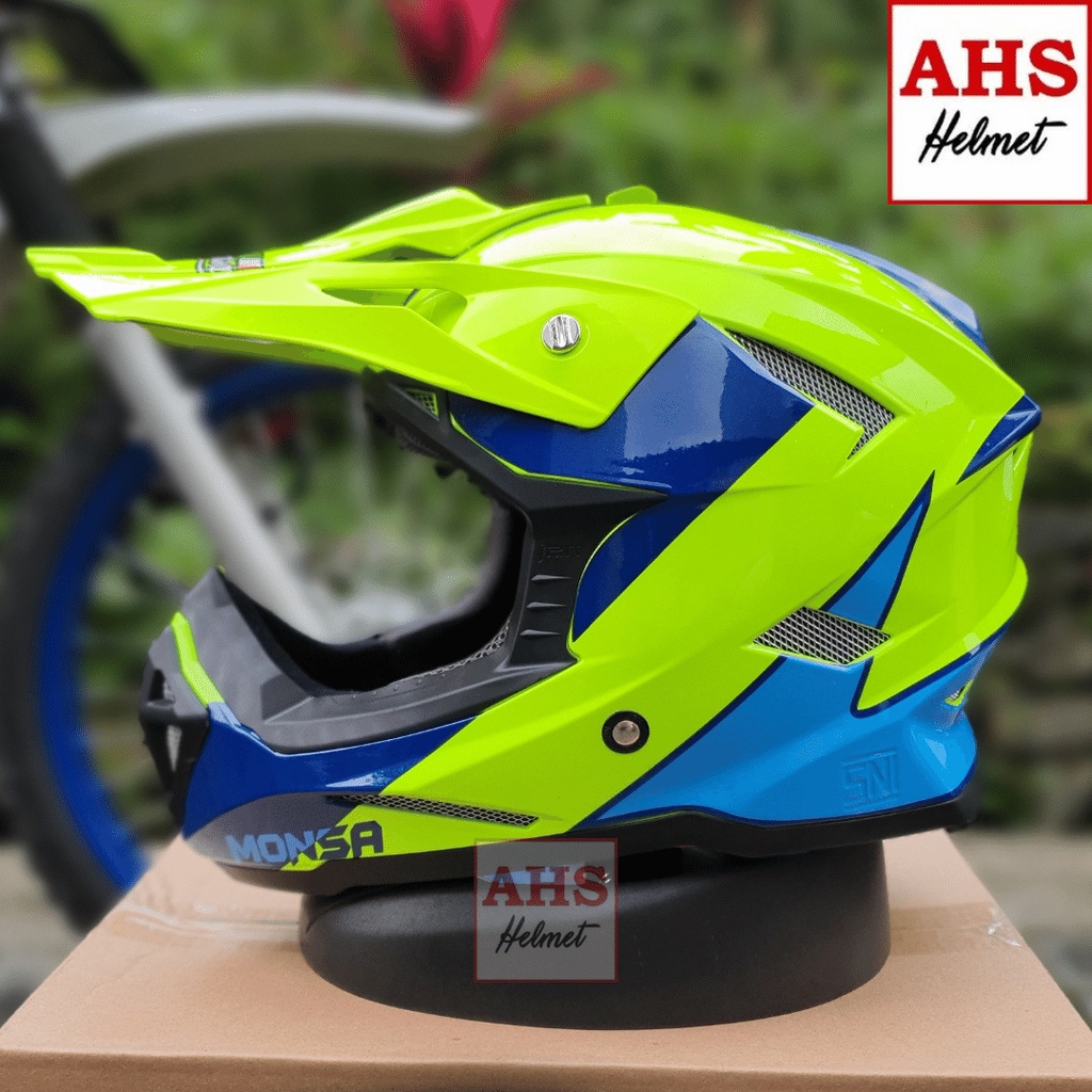 Jual HELM CROSS MOTOR TRAIL MONSA MOTIF FULLFACE STANDARD SNI | Shopee ...